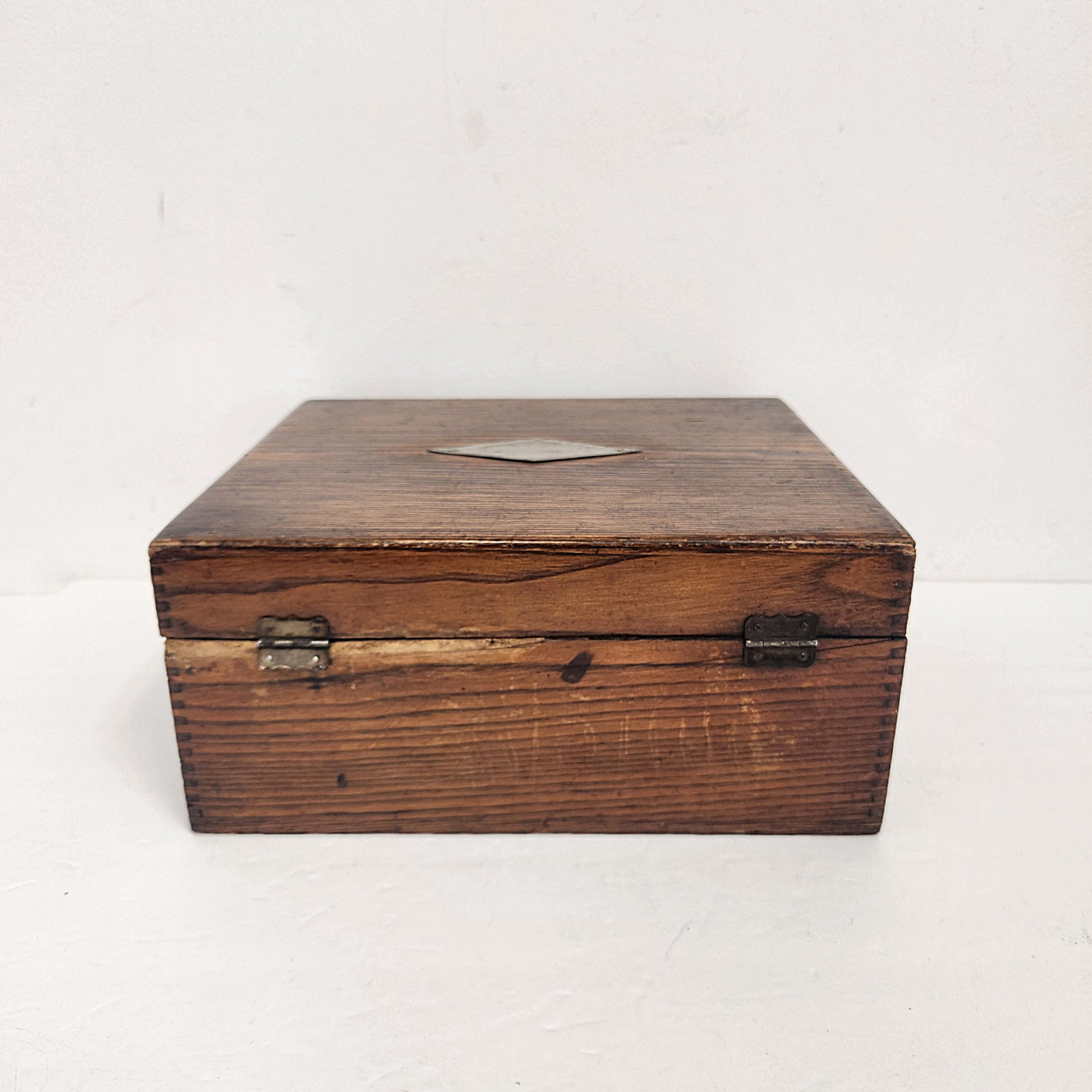 Vintage Early 1900's Wooden Storage Box Lined in Satin With Drawer ...