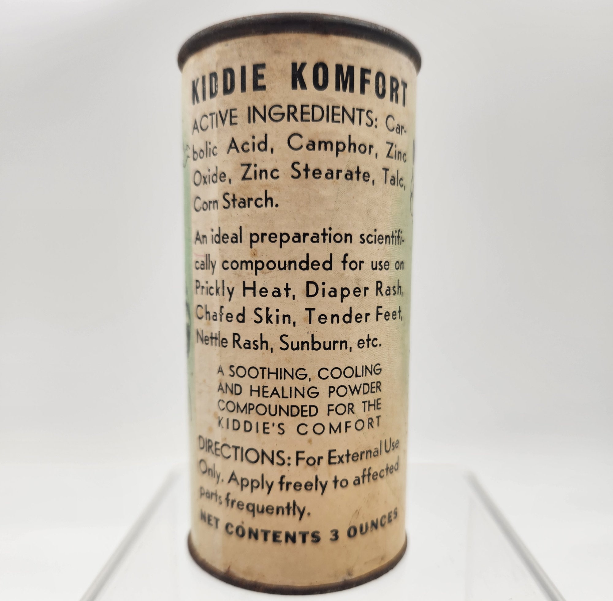 Vintage 1950's 60's 3 Ounce Shaker Can of Kiddie Komfort Prickly Heat ...