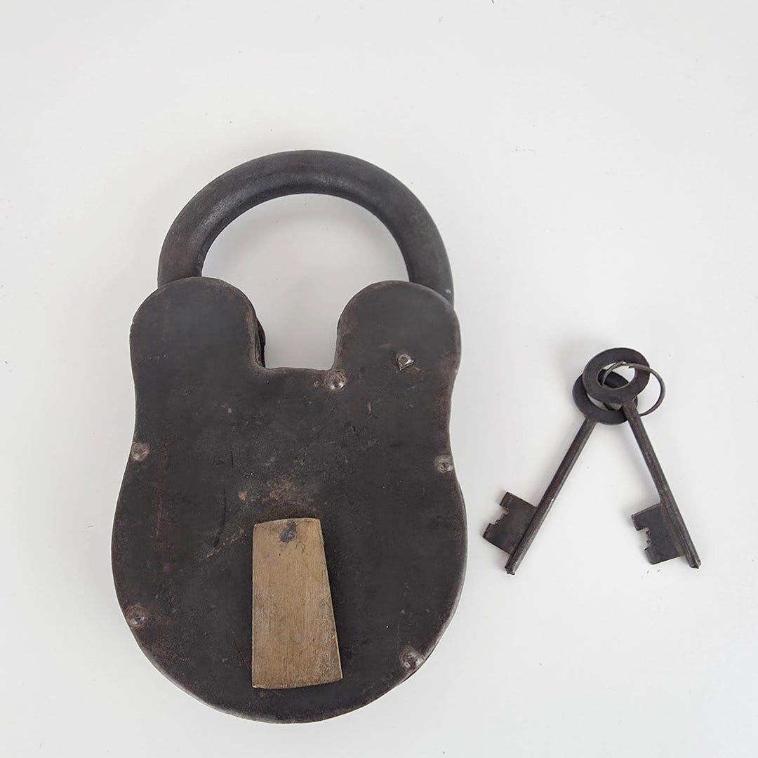 Very Vintage Large (almost 11 Inches Tall) Heavy (9 Pounds) Padlock ...