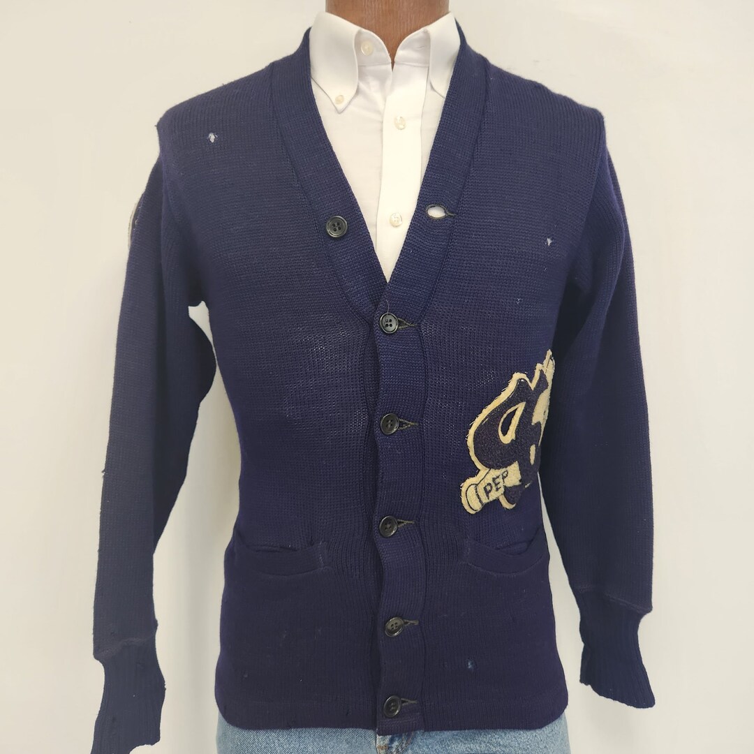 Vintage 1930's Navy Blue Puritan Pep Club Size Small Wool High School ...