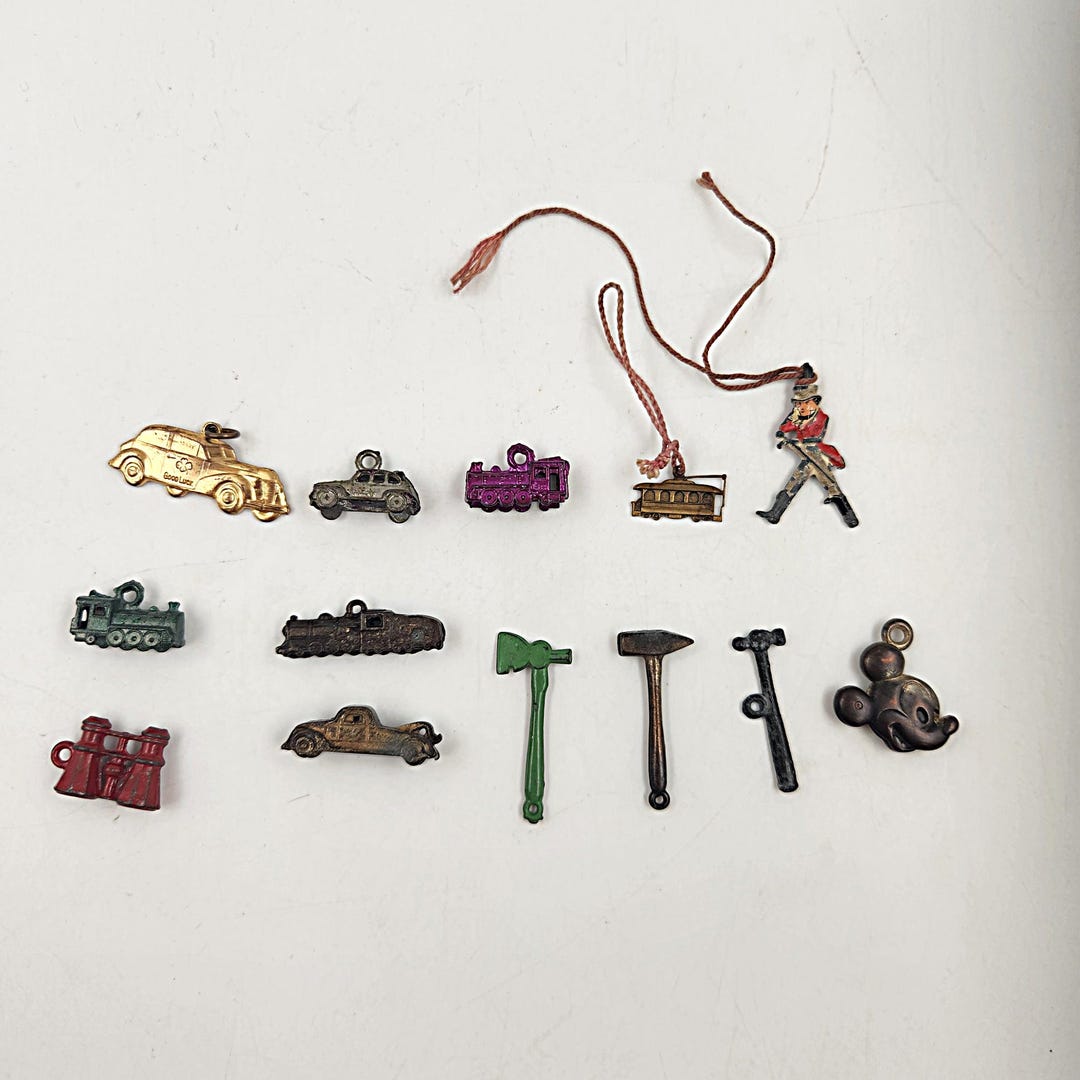 Vintage 1950's - 60's Set of 13 Metal Charms - Giveaways - Promotional ...