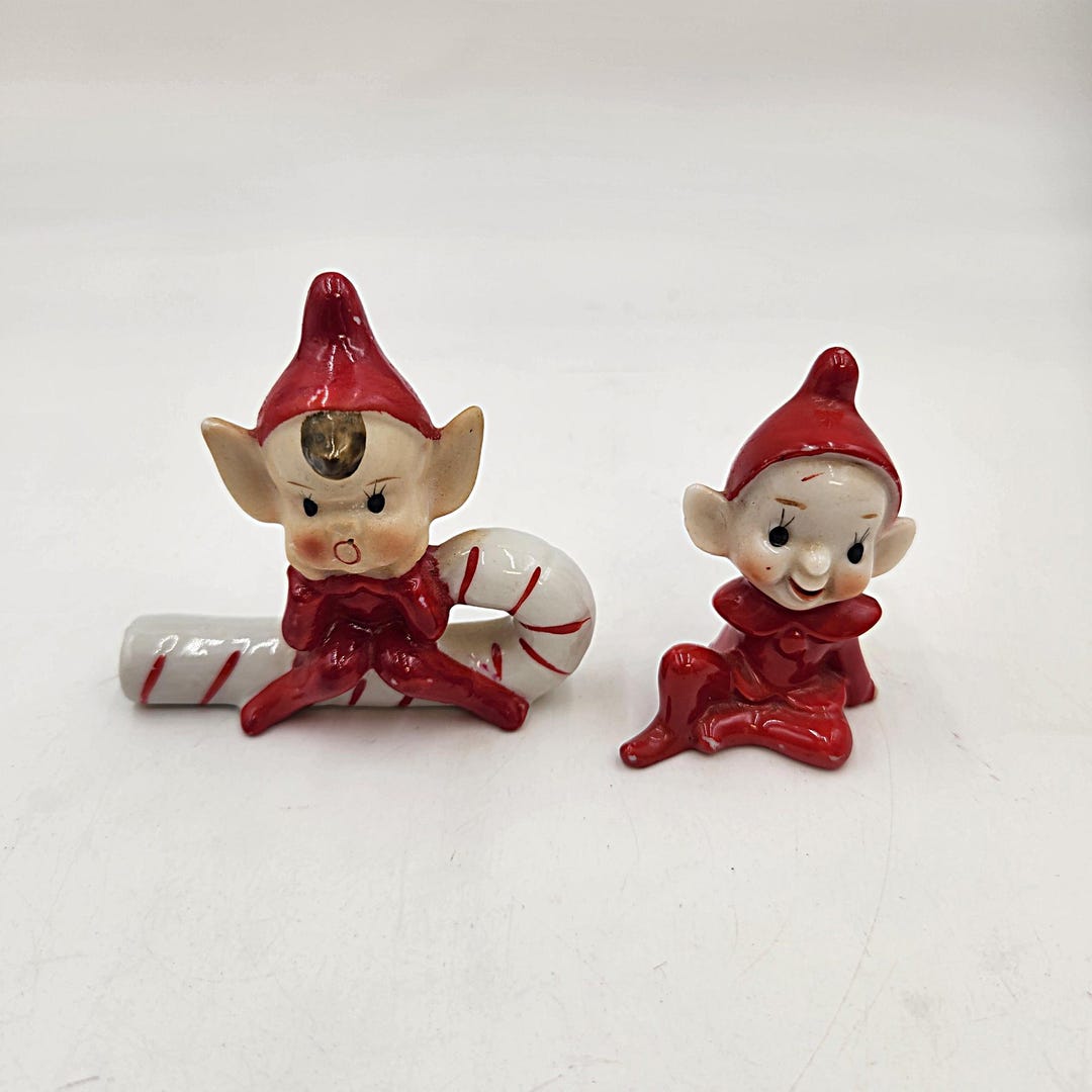 Pair of Vintage 1950's Christmas Holiday Elves - Pixies - One Sitting ...