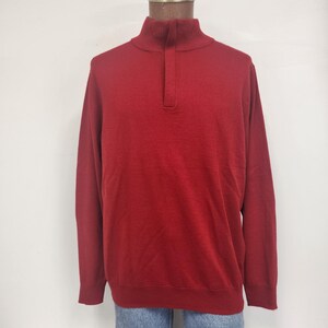 Vintage Men's X-large Alan Flusser Red 1/4 Zip Merino Wool Blend ...