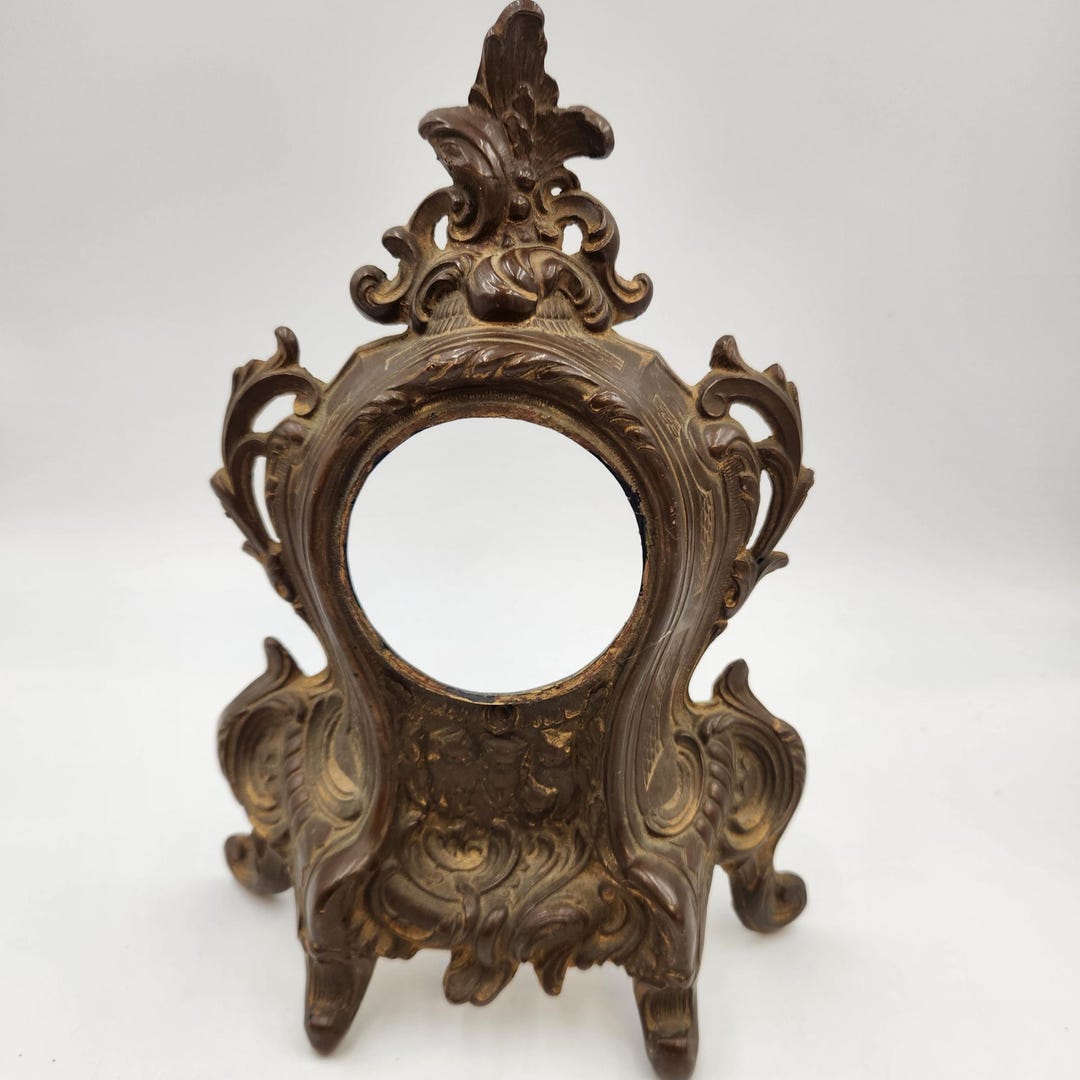 Vintage Turn of the Century Metal Filigree Clock Case Featuring 4 Cats ...