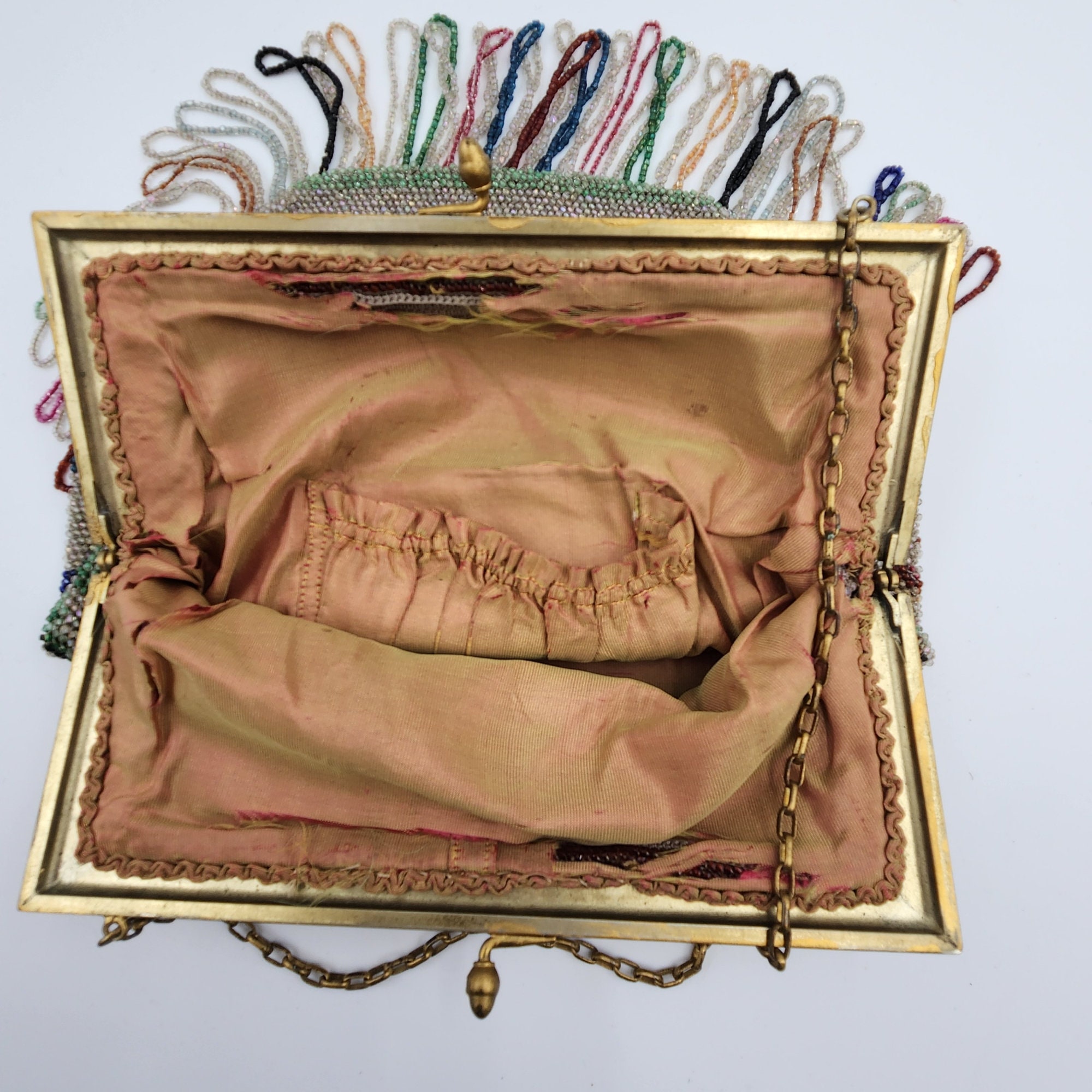 Vintage Late 1800's Victorian Micro Beaded Floral Evening Bag / Purse ...