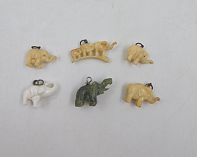 Vintage 1950's - 60's Set of 6 Elephant Charms - Giveaways - Gumball ...