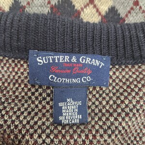 Vintage 1970's Sutter & Grant X Large All Over Argyle Cardigan Sweater ...