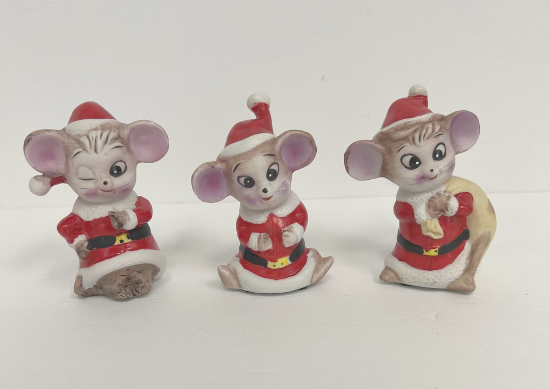 Vintage 1980's Set of 3 Ceramic Christmas Mice - Etsy