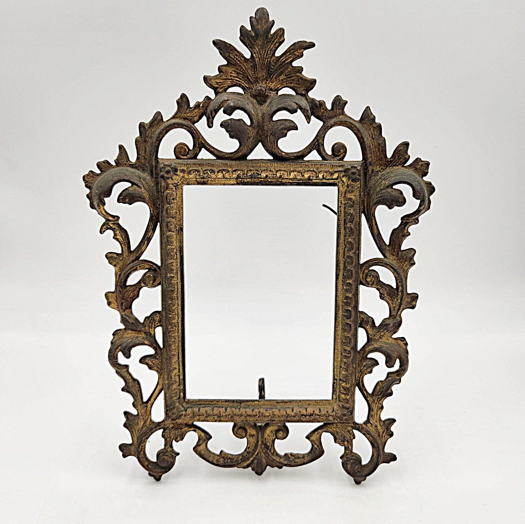 Vintage Late 1800's Victorian Ornate Iron Standing Picture Frame ...