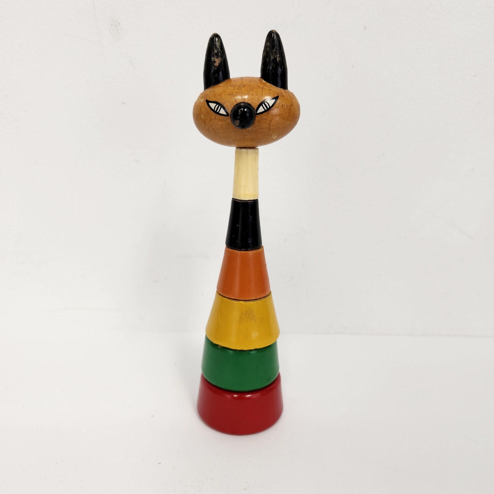 Vintage 1970's Kouvalias Atomic Cat Stacking Block Toddlers Learning ...