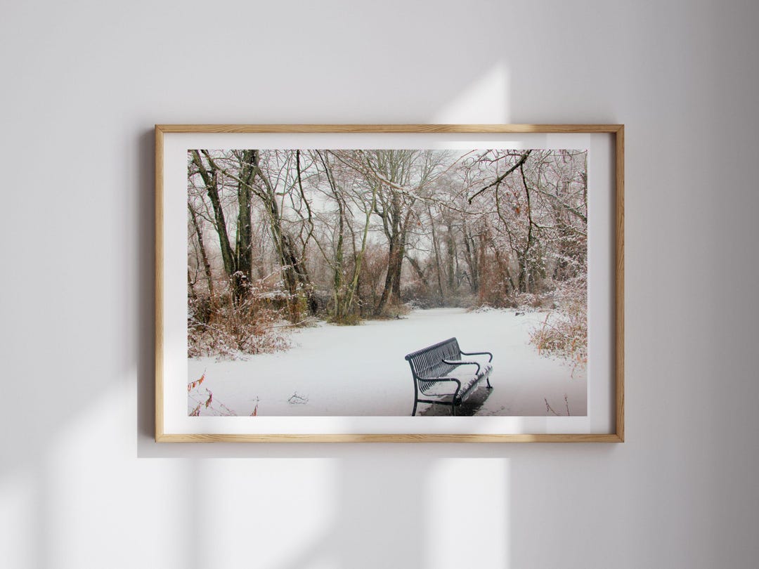 Winter Park Bench Print: Snowy Landscape Photography (digital Download ...