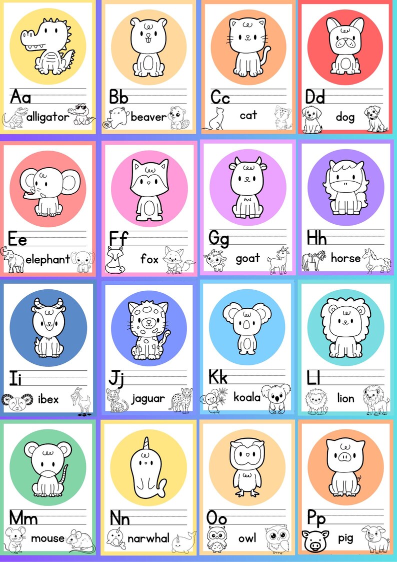 A–Z Animal Alphabet Coloring Book PDF for Kids | Printable Educational ...