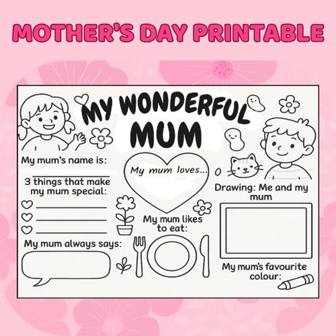 Mother’s Day Printable – All About My Mum Worksheet – Kids Activity ...