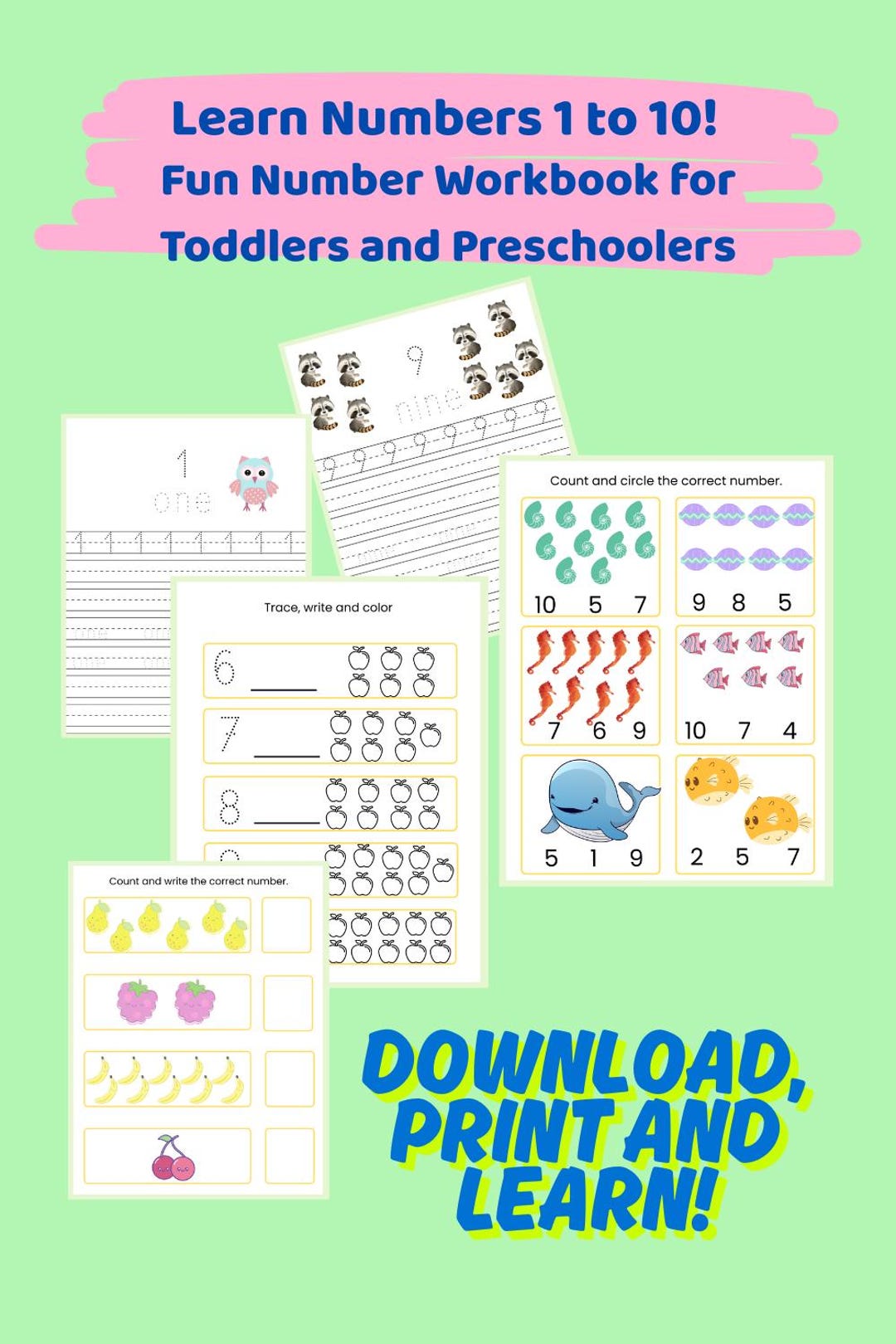Number Tracing Workbook (1–10) | Printable PDF | Preschool ...