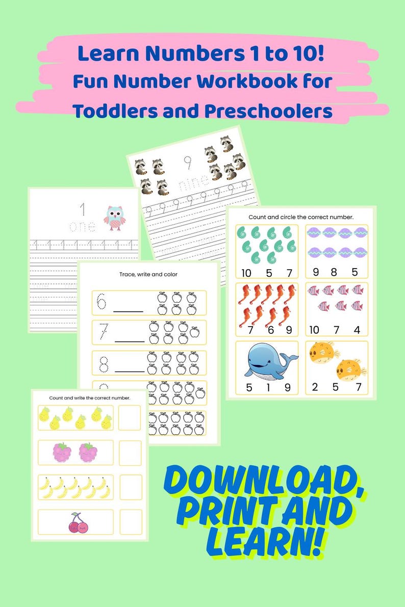Number Tracing Workbook (1–10) | Printable PDF | Preschool ...