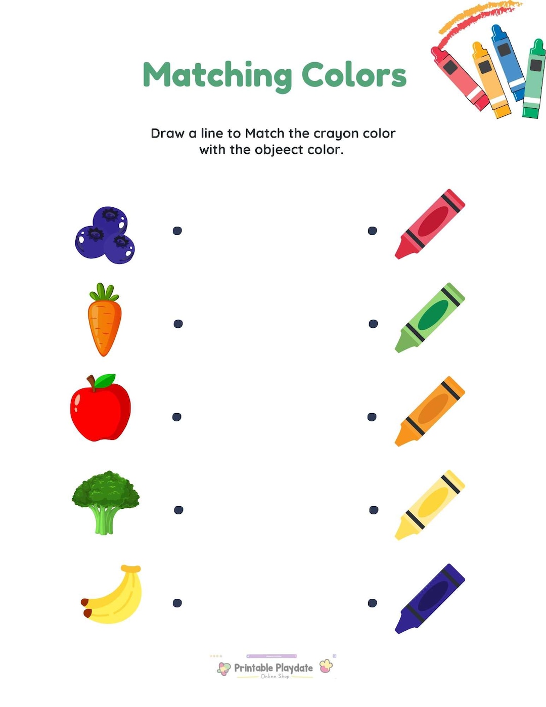 Preschool Color Learning Worksheets: Fun Matching Activity (PDF) - Etsy