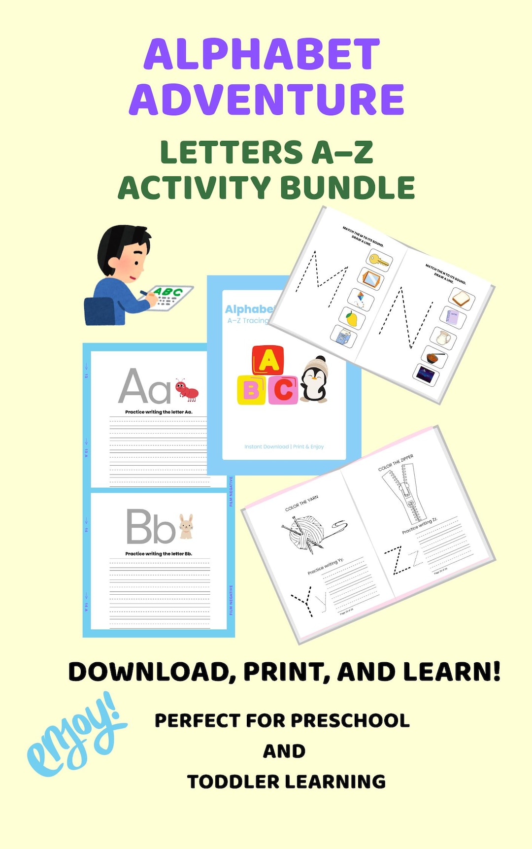 Alphabet Tracing & Phonics Worksheets – ABC Activity Pack (printable ...