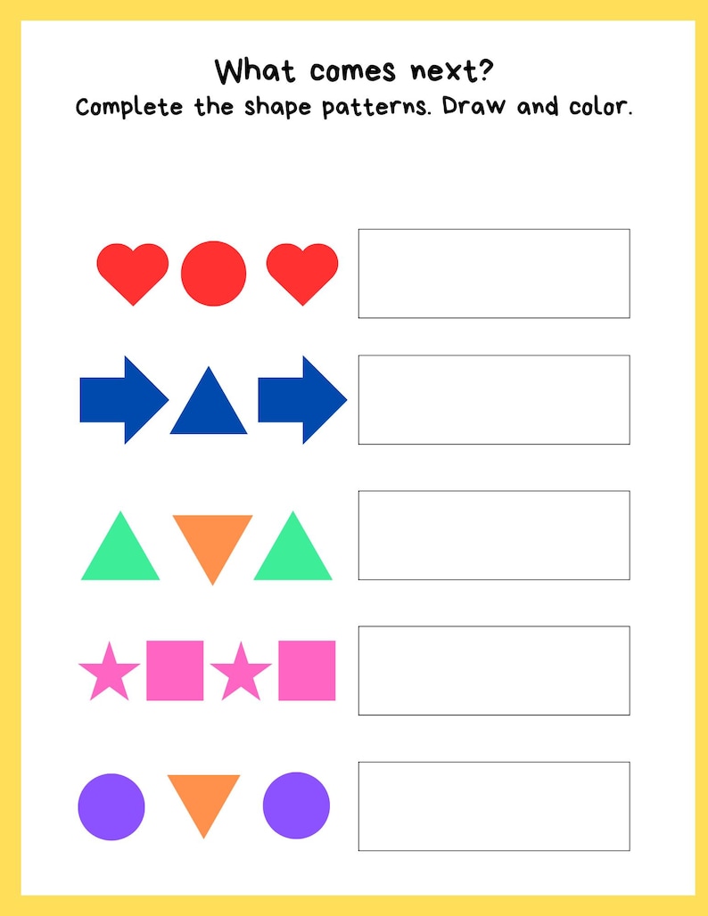 Pattern Practice Printable: Preschool Learning Activity (5 Pages ...