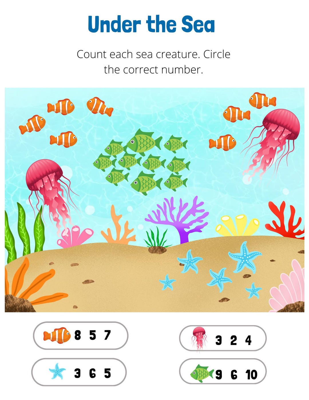 1-10 Colorful Counting Printable Worksheets 7 Pages - Etsy