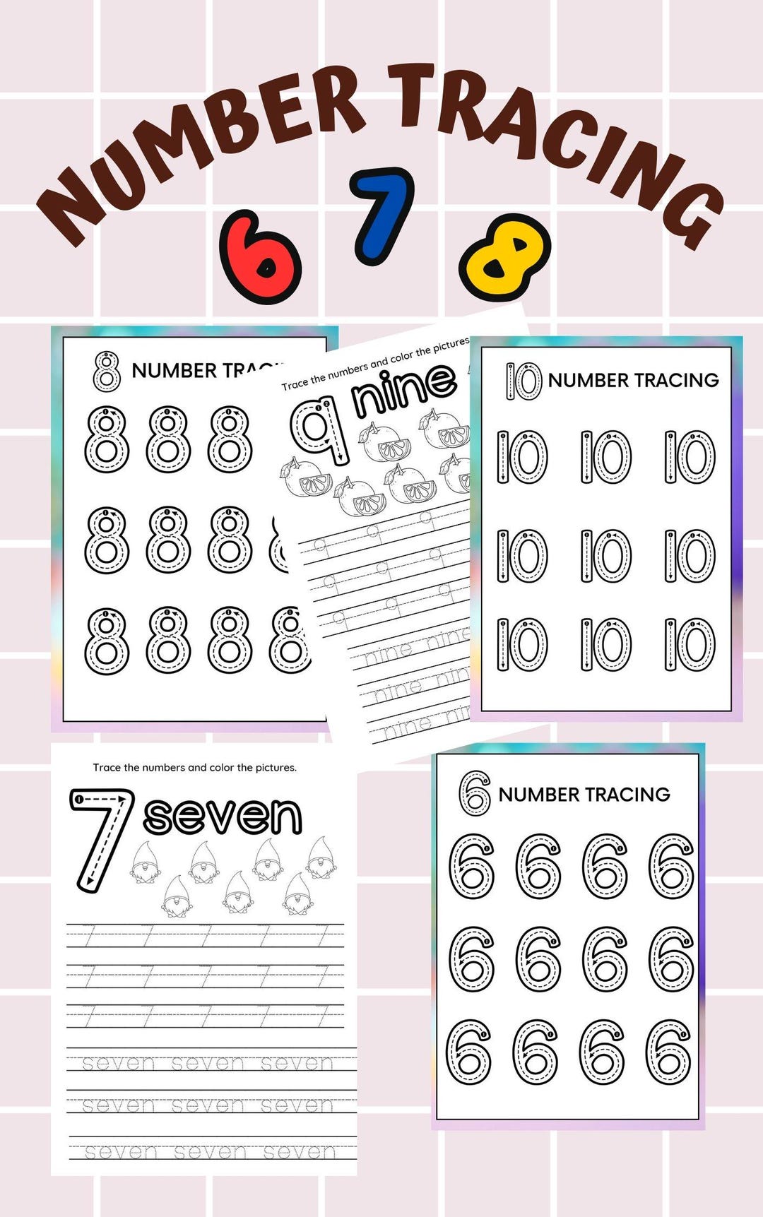 Number Tracing Worksheets 6-10 | Preschool, Toddler Math (digital ...