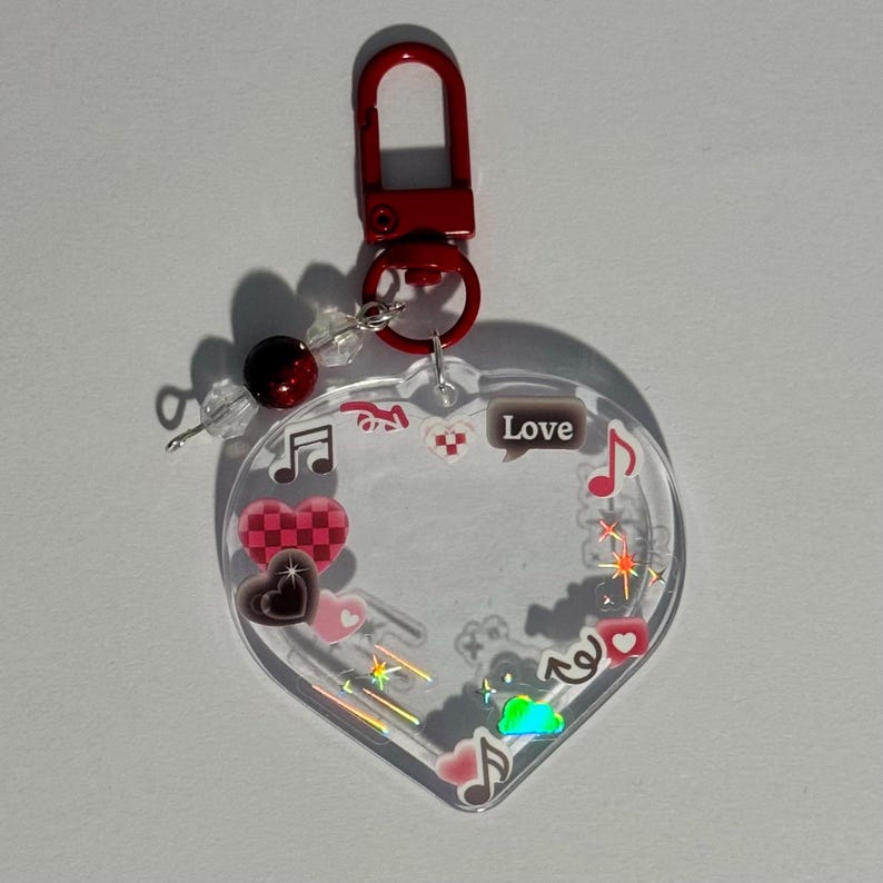Acrylic Frame Keychains | Mini Heart and Square Deco Keychain | Sticker ...