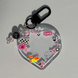 Acrylic Frame Keychains | Mini Heart and Square Deco Keychain | Sticker ...