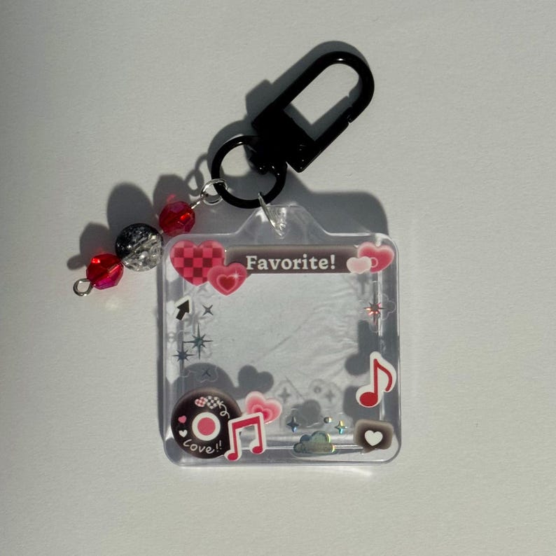 Acrylic Frame Keychains | Mini Heart and Square Deco Keychain | Sticker ...