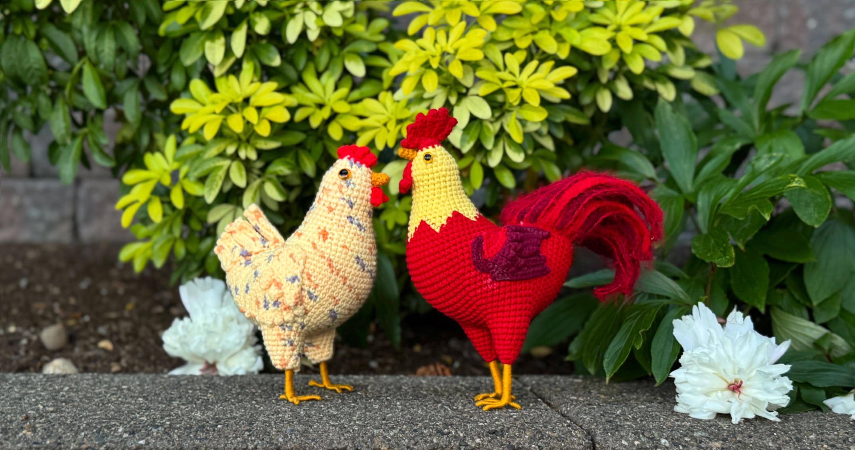 Handmade Crochet Rooster & Hen Set - 10" Realistic Farm Plushies With ...