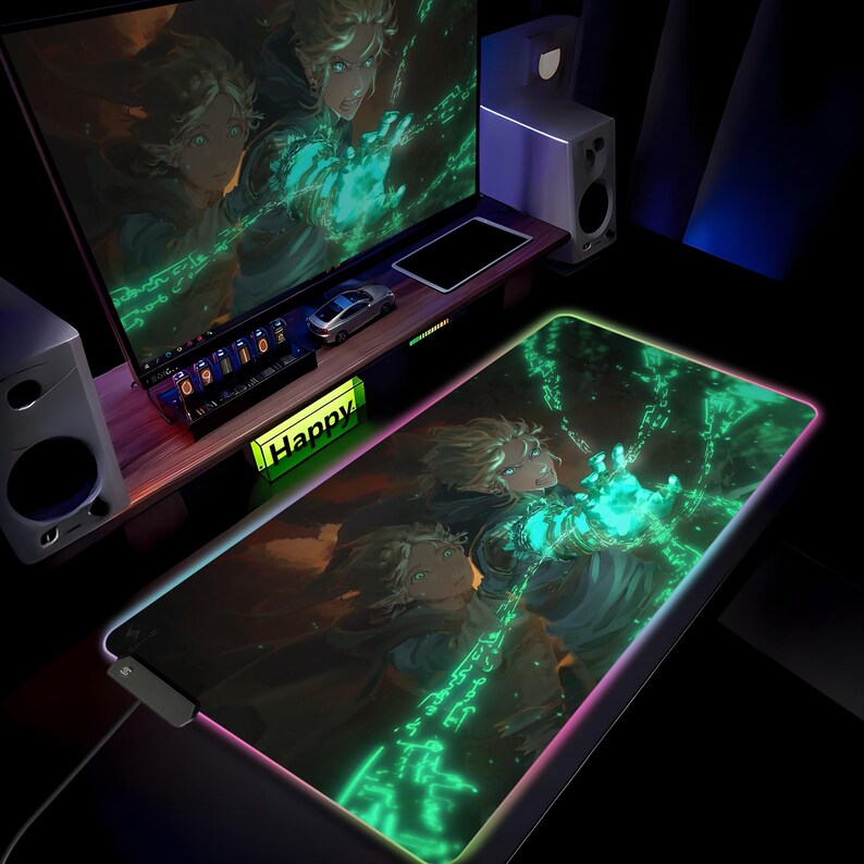 Legend of Zelda RGB LED Gaming Desk Mat, Waterproof Large Keyboard Pad ...