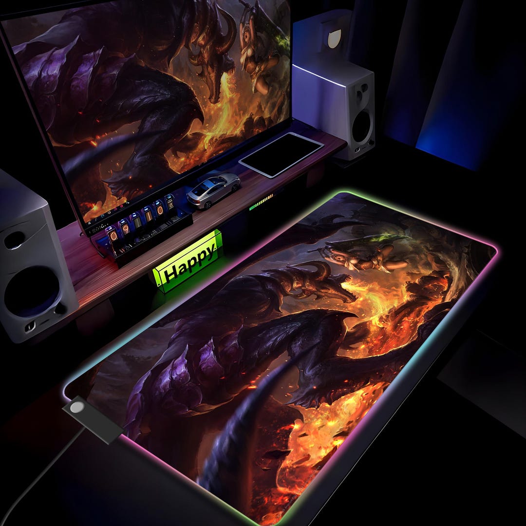 League of Legends RGB LED Gaming Mouse Pad – Riven Epic Battle Desk Mat ...