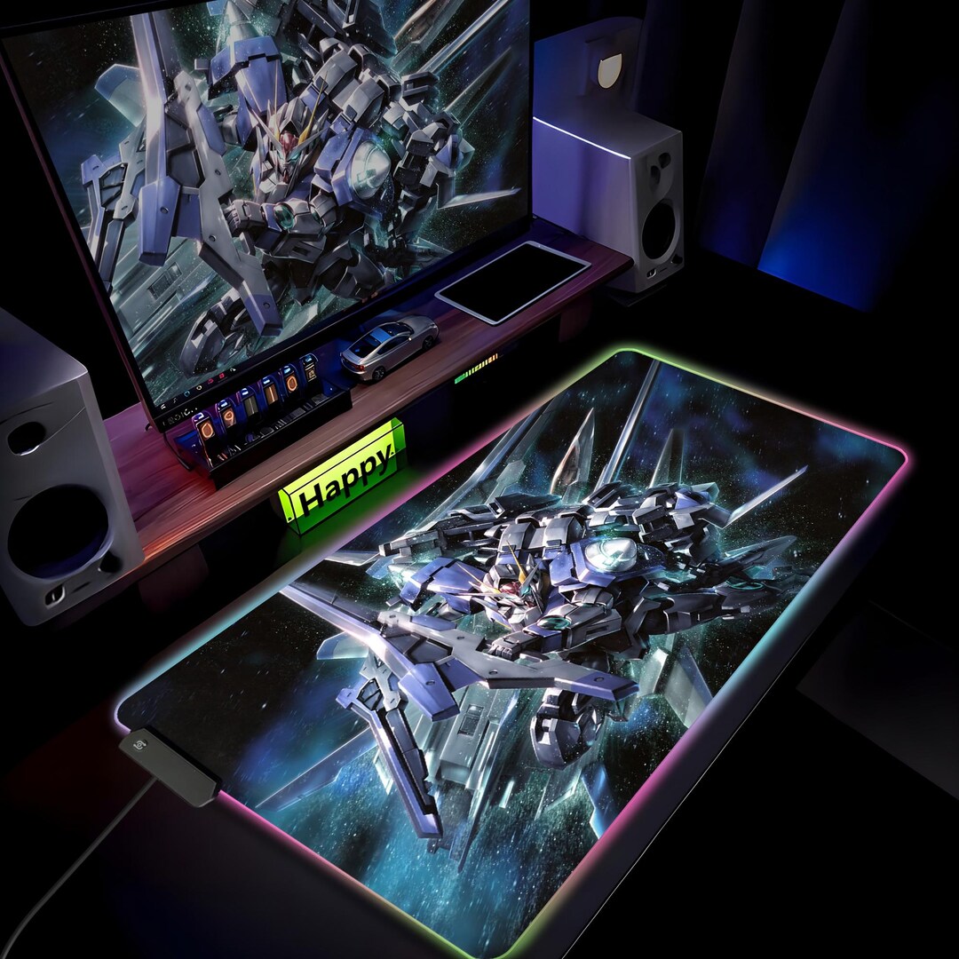 Light up Gundam RGB LED Desk Mat Large Japanese Anime Gaming Mousepad ...