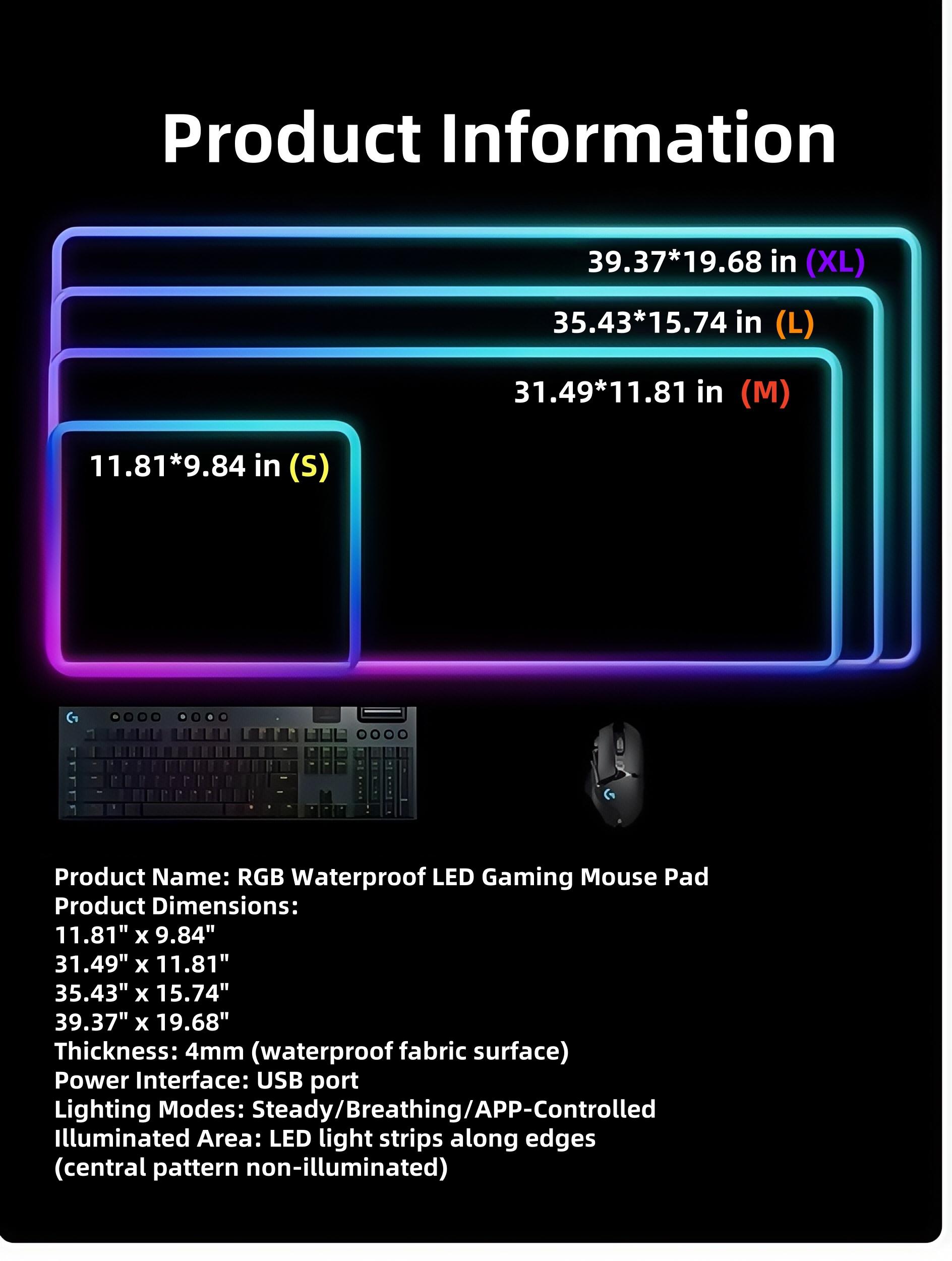 Pokemon RGB LED Gaming Desk Mat Light up Japanese Anime Art Pikachu ...