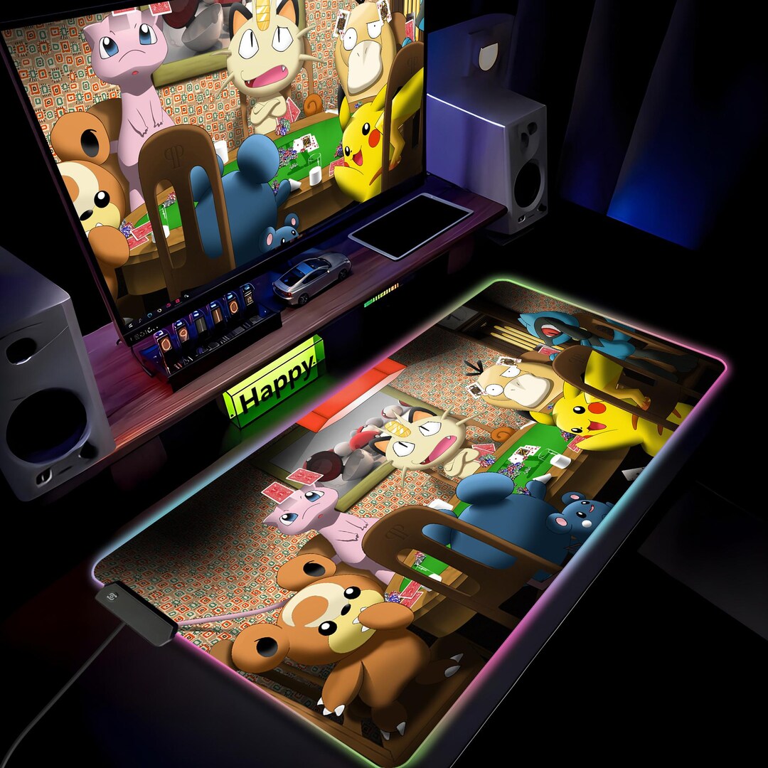 Pokemon RGB LED Gaming Mousepad Pikachu Japanese Anime Light up Desk ...