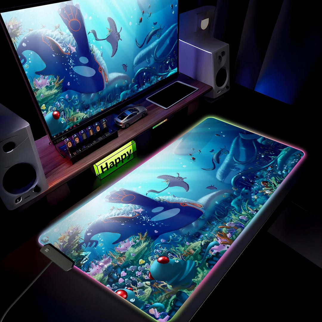 Pokemon RGB LED Gaming Desk Mat Light up Japanese Anime Art Pikachu ...