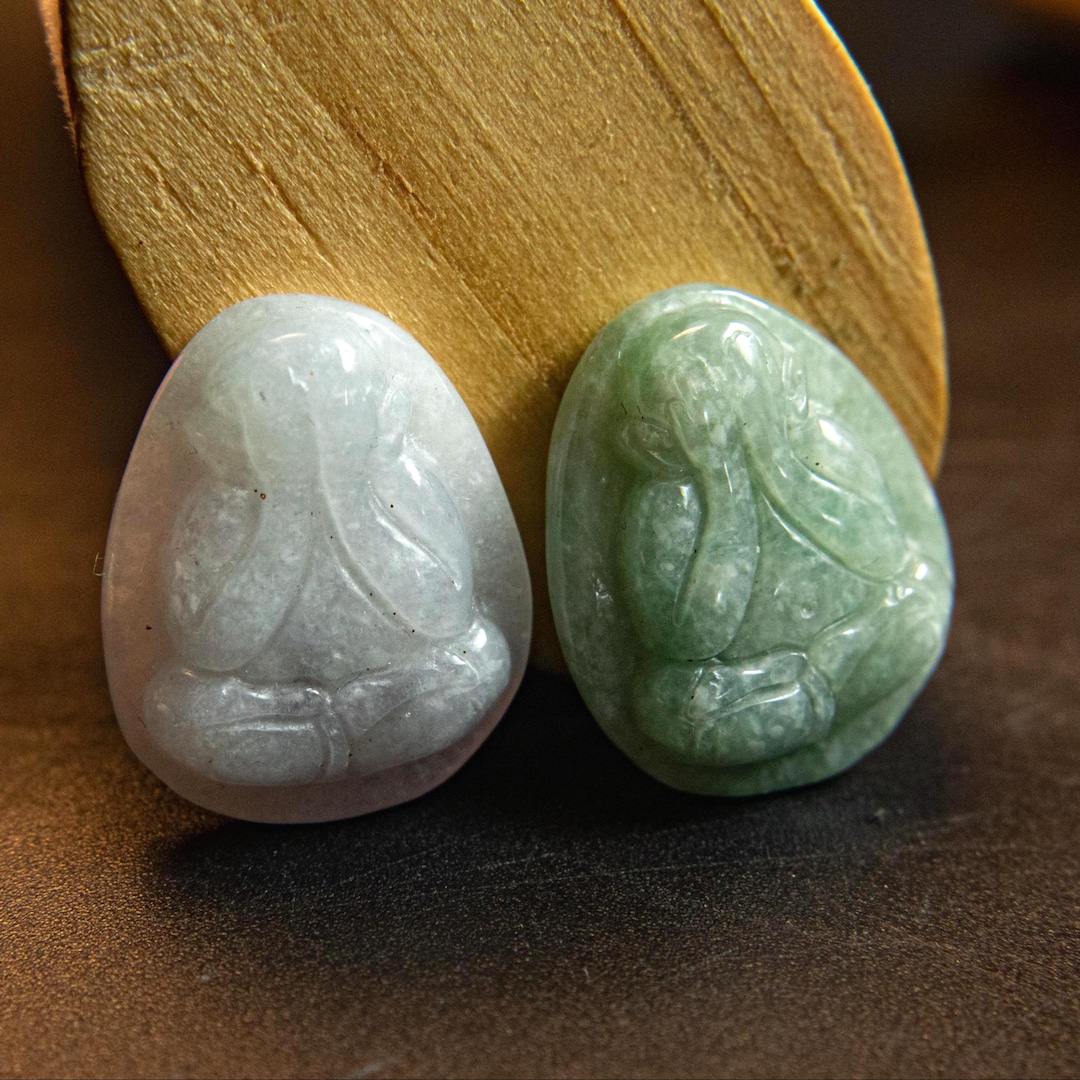 24mm Natural Burmese Jadeite Jade Buddha Amulet– Hand-carved Light ...