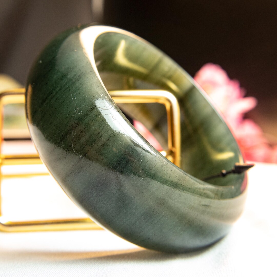 61mm Natural Grade A Burmese Jadeite Jade Bracelet Bangle – Emerald ...