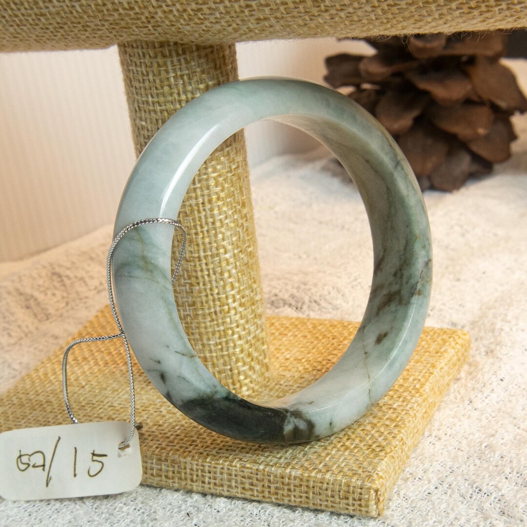 58mm *grade A Burmese Jade Bracelet - Green, Dark Green Marble Pattern ...