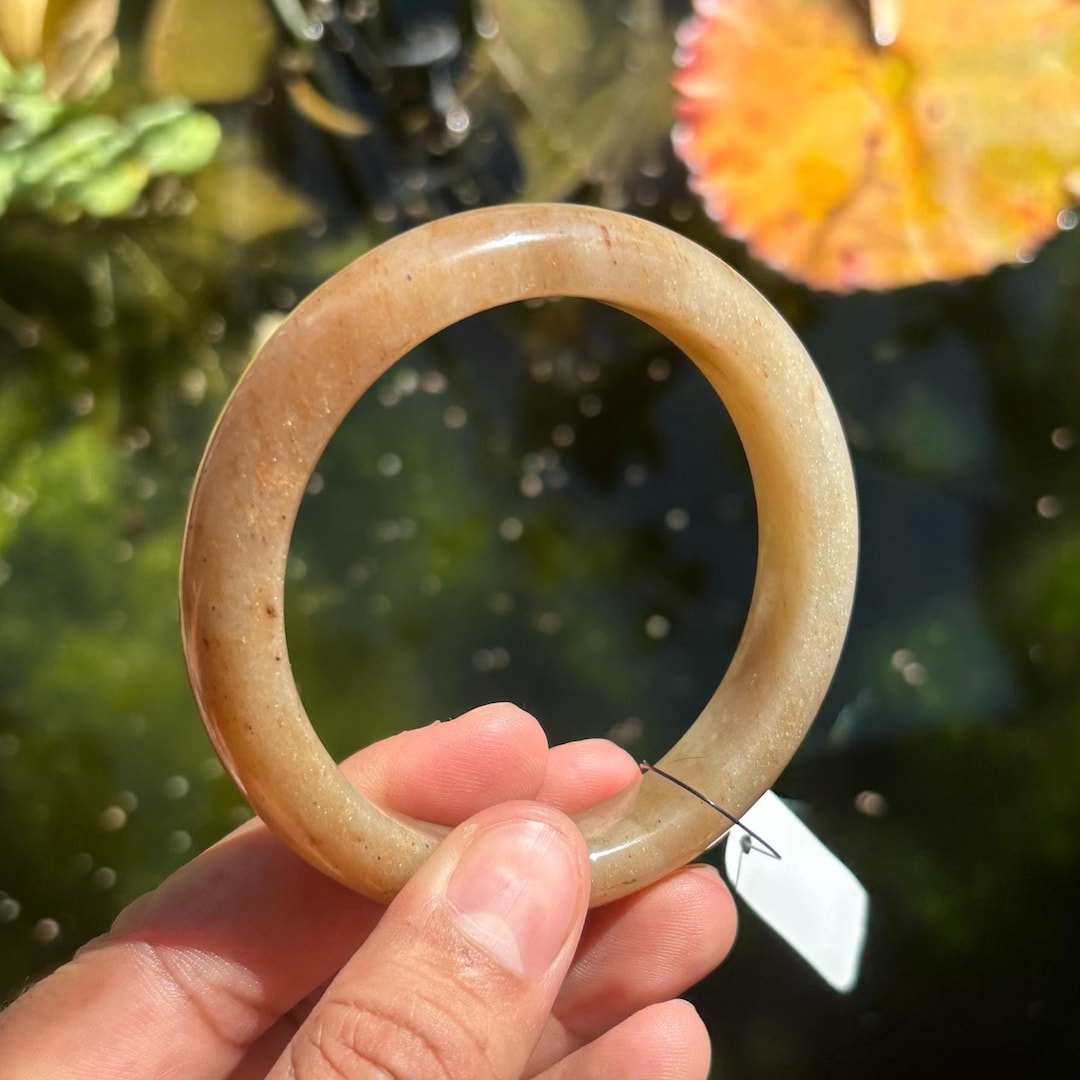 62MM Certified Natural Jadeite Jade Bangle–handmade Honey Brown ...