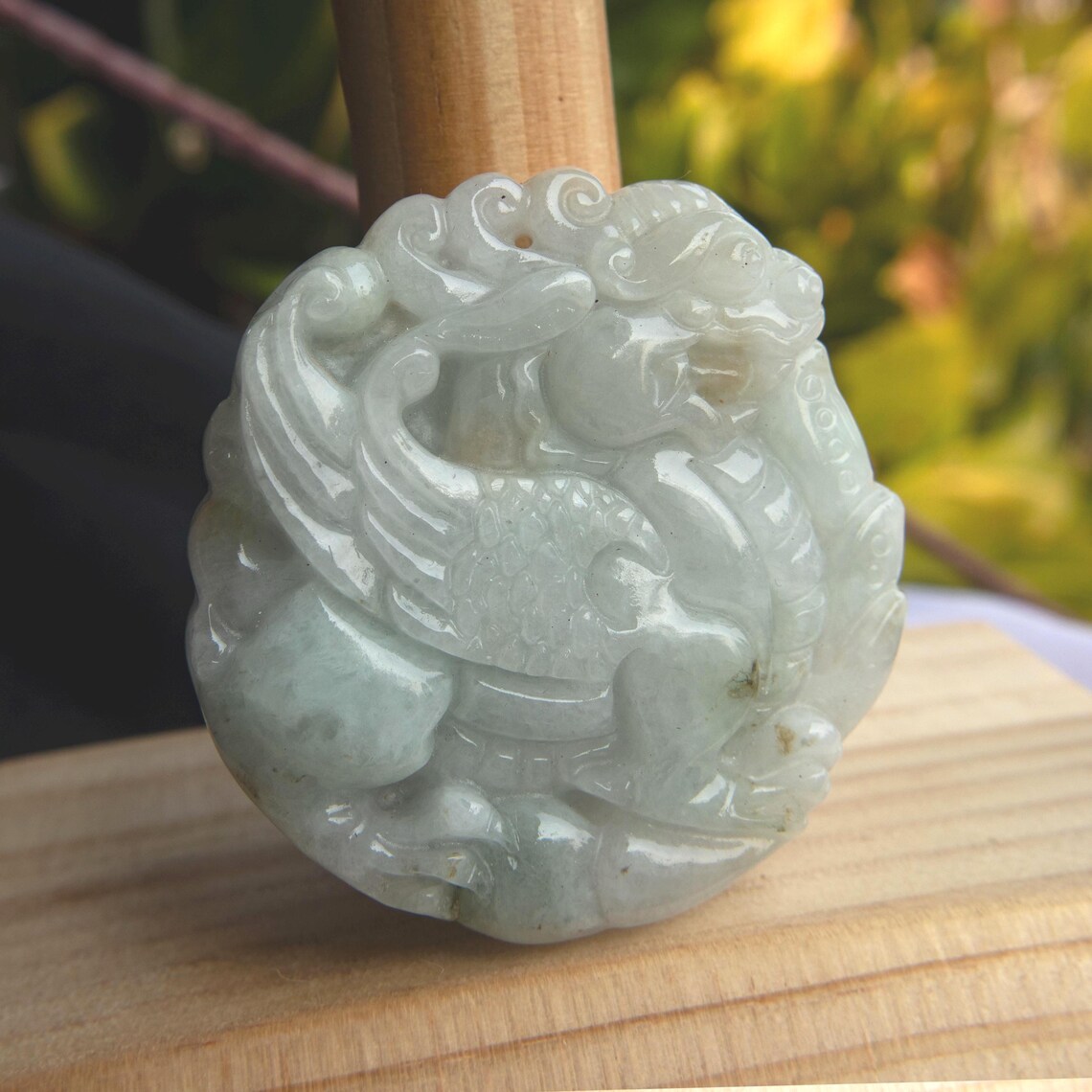 50mm Winged Pixiu Dragon Pendant–grade A Burmese Jadeite Necklace With ...