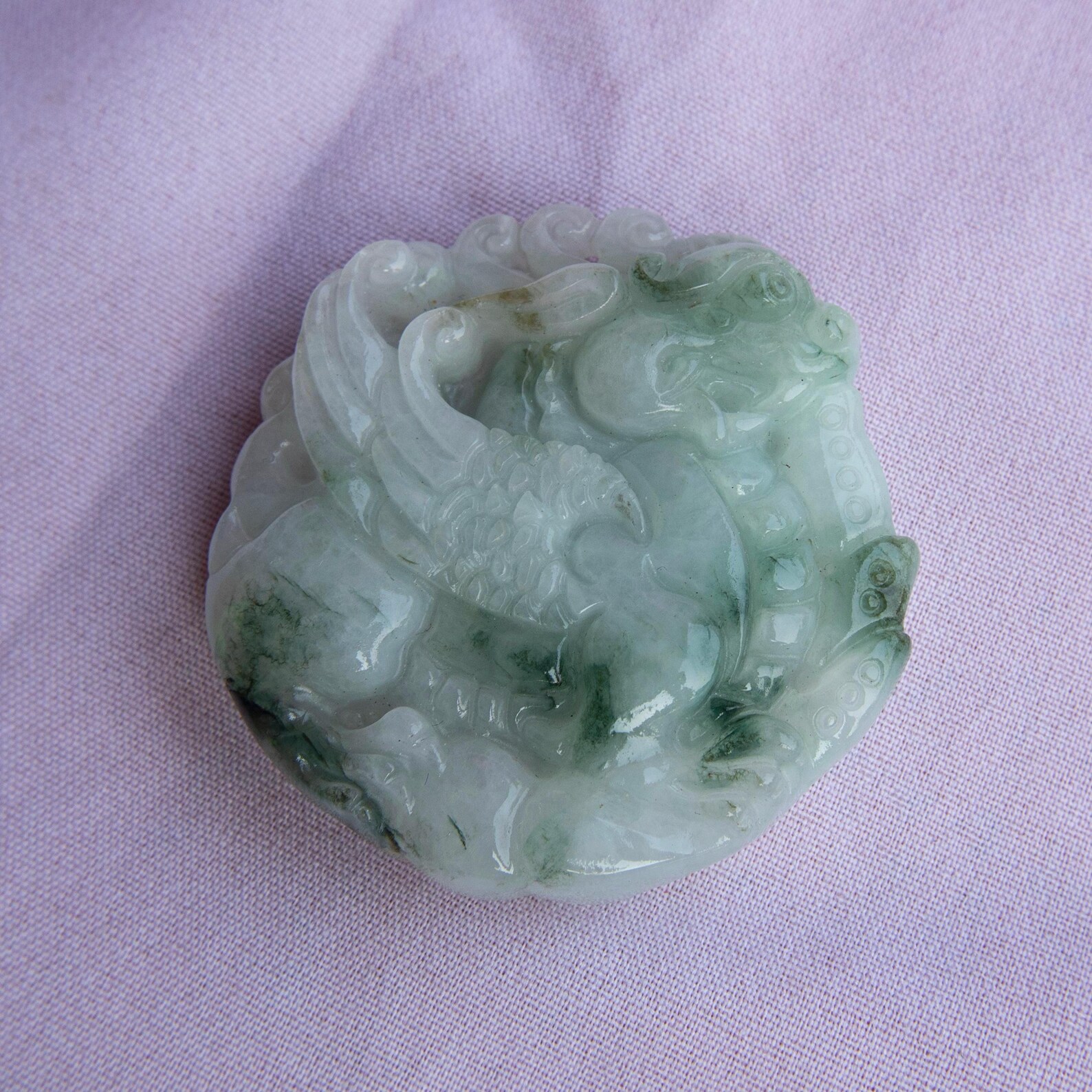 50mm Winged Pixiu Dragon Pendant–grade A Burmese Jadeite Necklace With ...