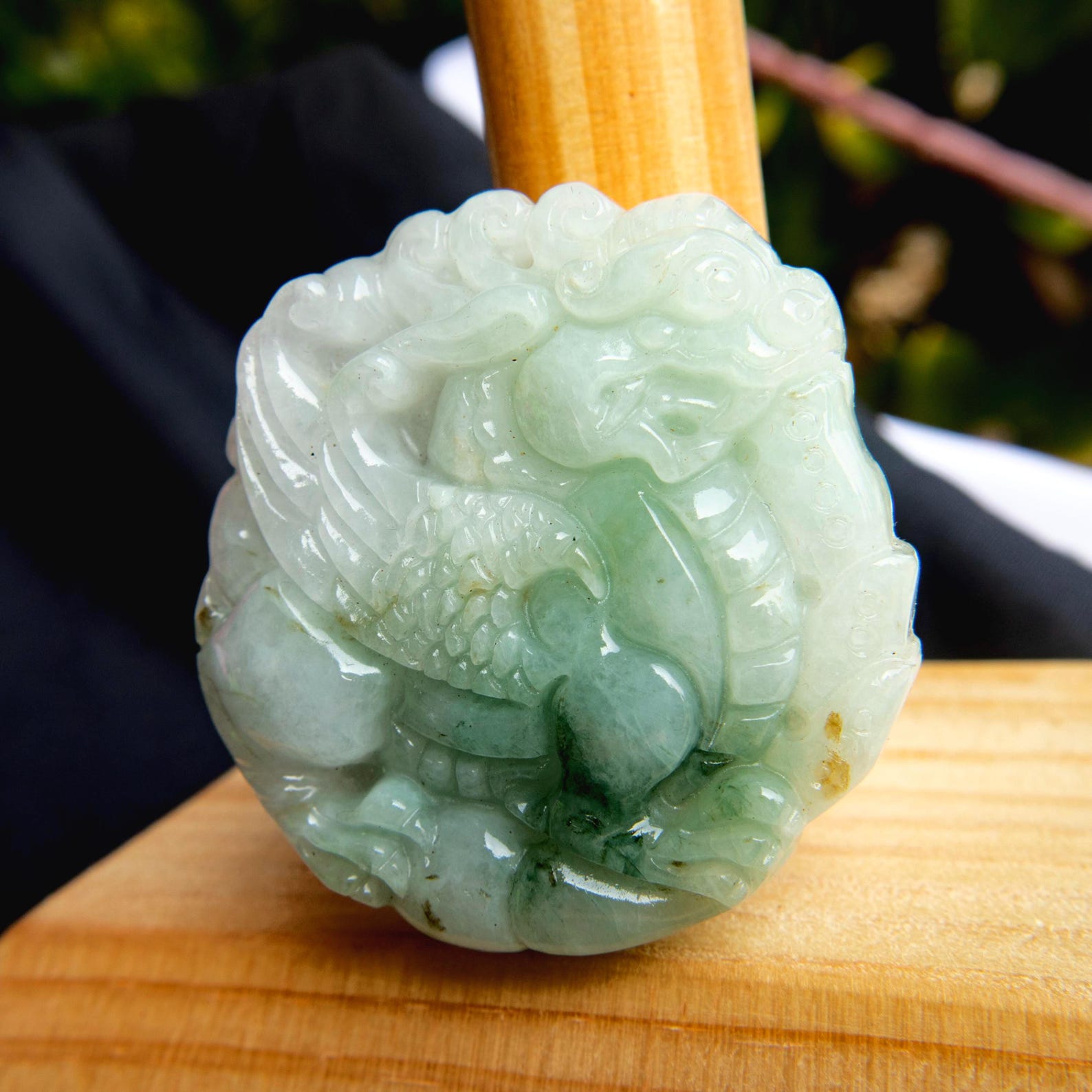 50mm Winged Pixiu Dragon Pendant–grade A Burmese Jadeite Necklace With ...