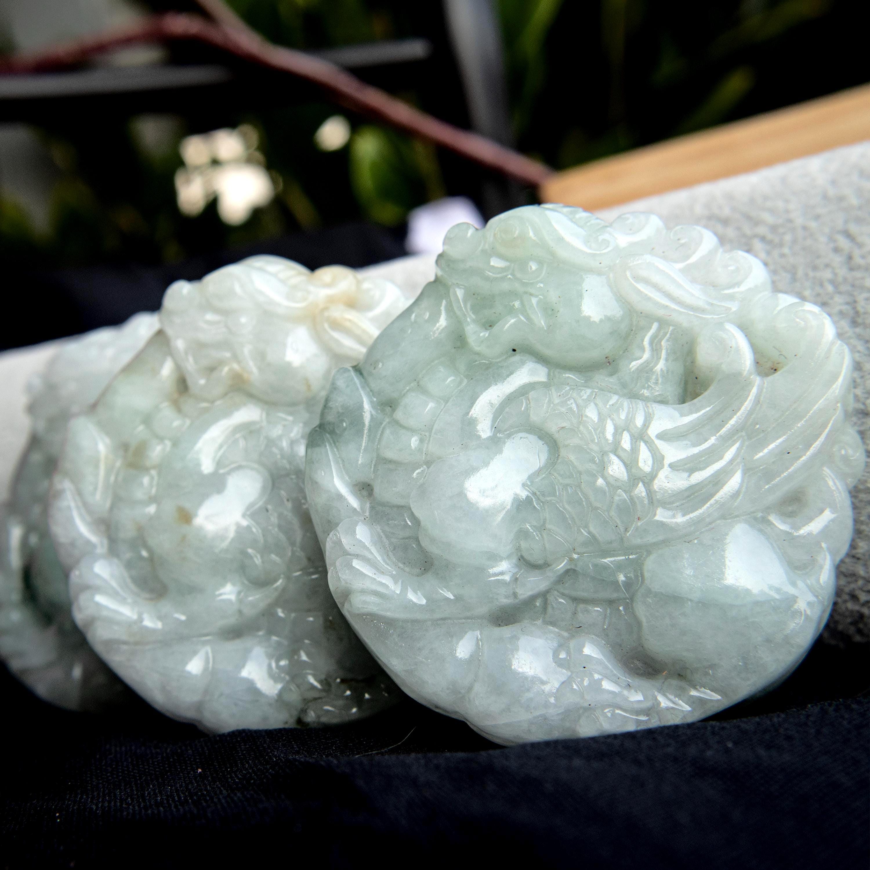 50mm Winged Pixiu Dragon Pendant–grade A Burmese Jadeite Necklace With ...