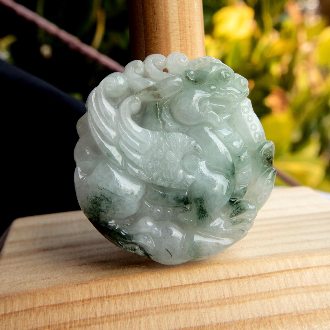 50mm Winged Pixiu Dragon Pendant–grade A Burmese Jadeite Necklace With ...