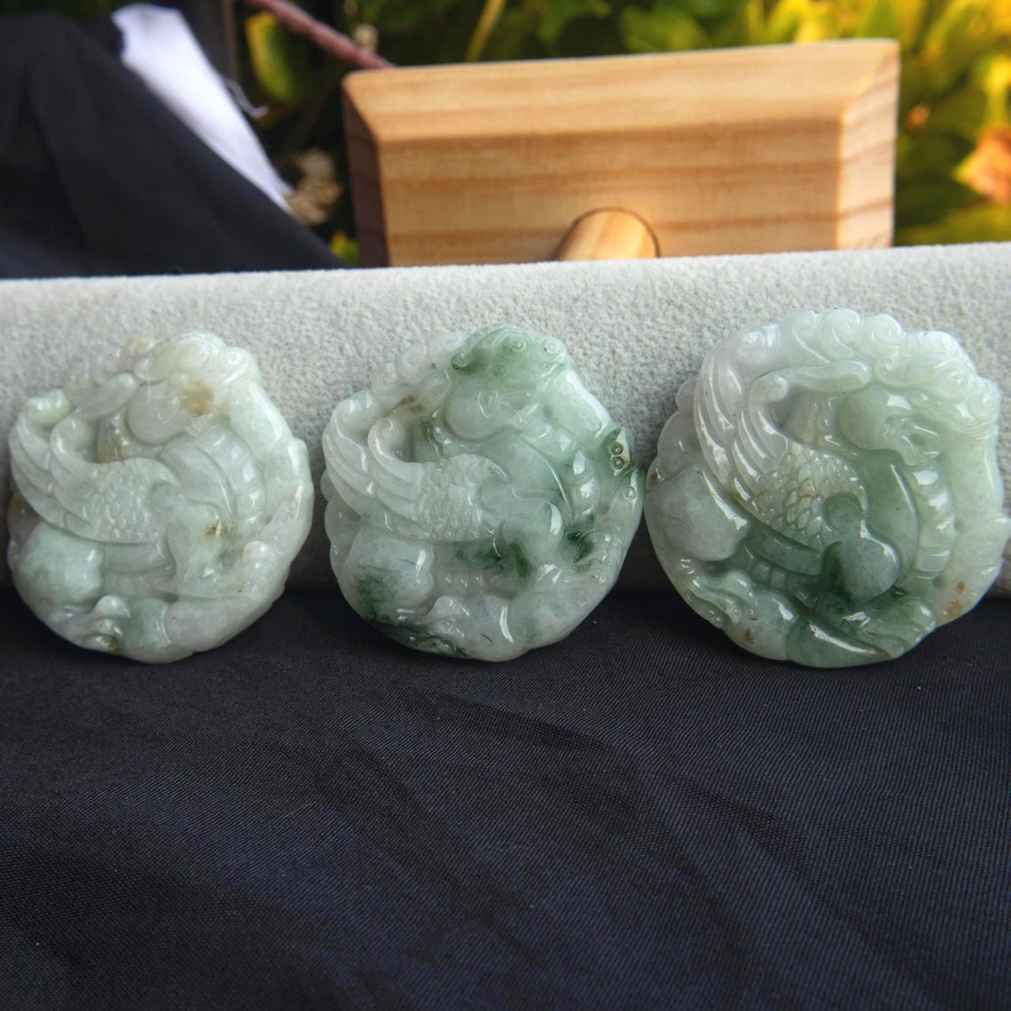 50mm Winged Pixiu Dragon Pendant–grade A Burmese Jadeite Necklace With ...