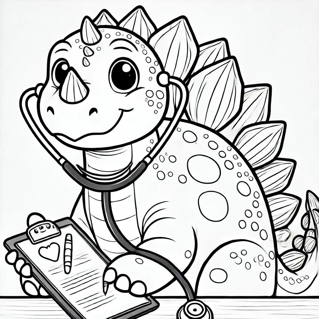 Coloring Book of a Prehistoric Workday With Dinosaurs Hard at Work! - Etsy