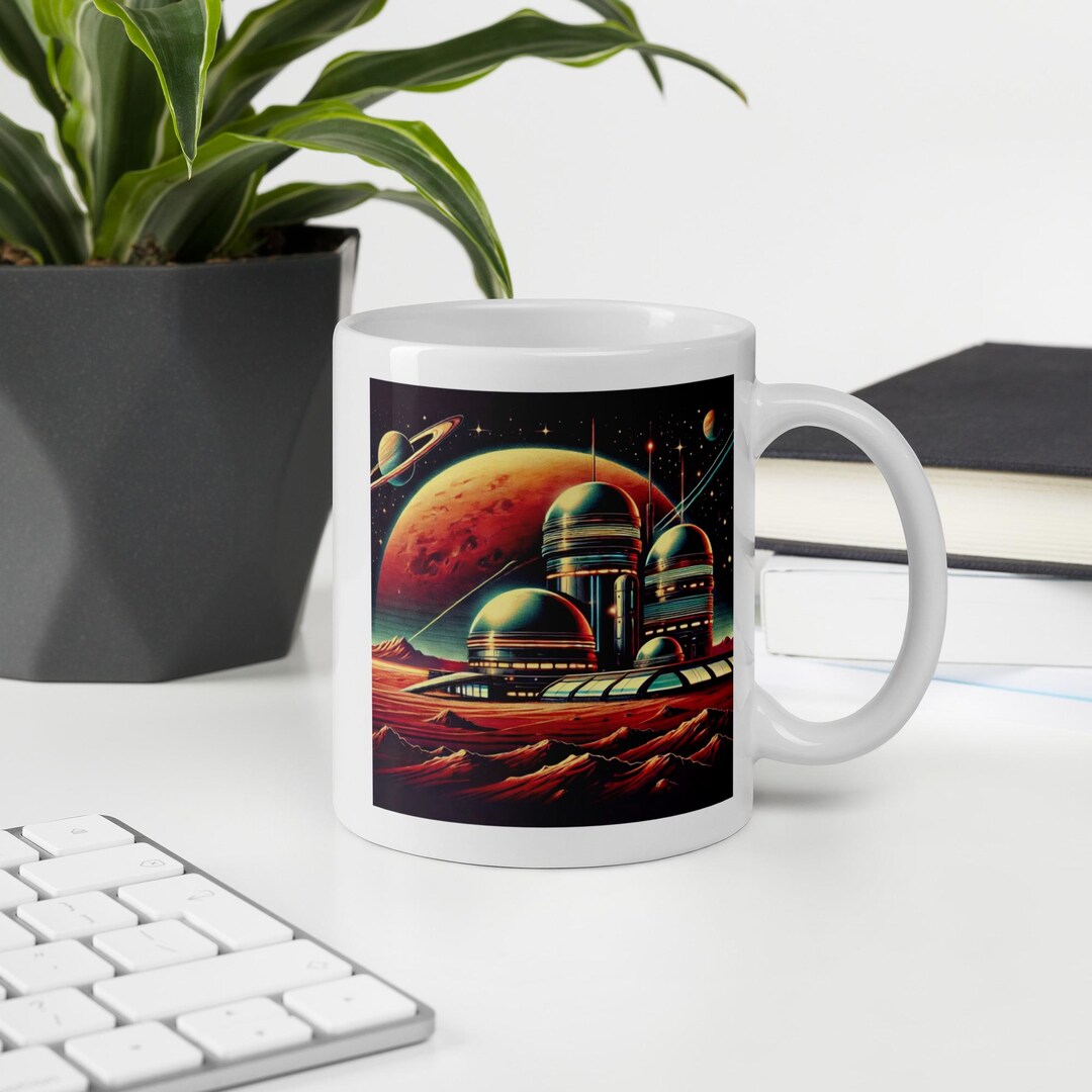 Retro Mars Space Base Mug – Vintage Sci-fi Coffee Cup – Ceramic Mug ...