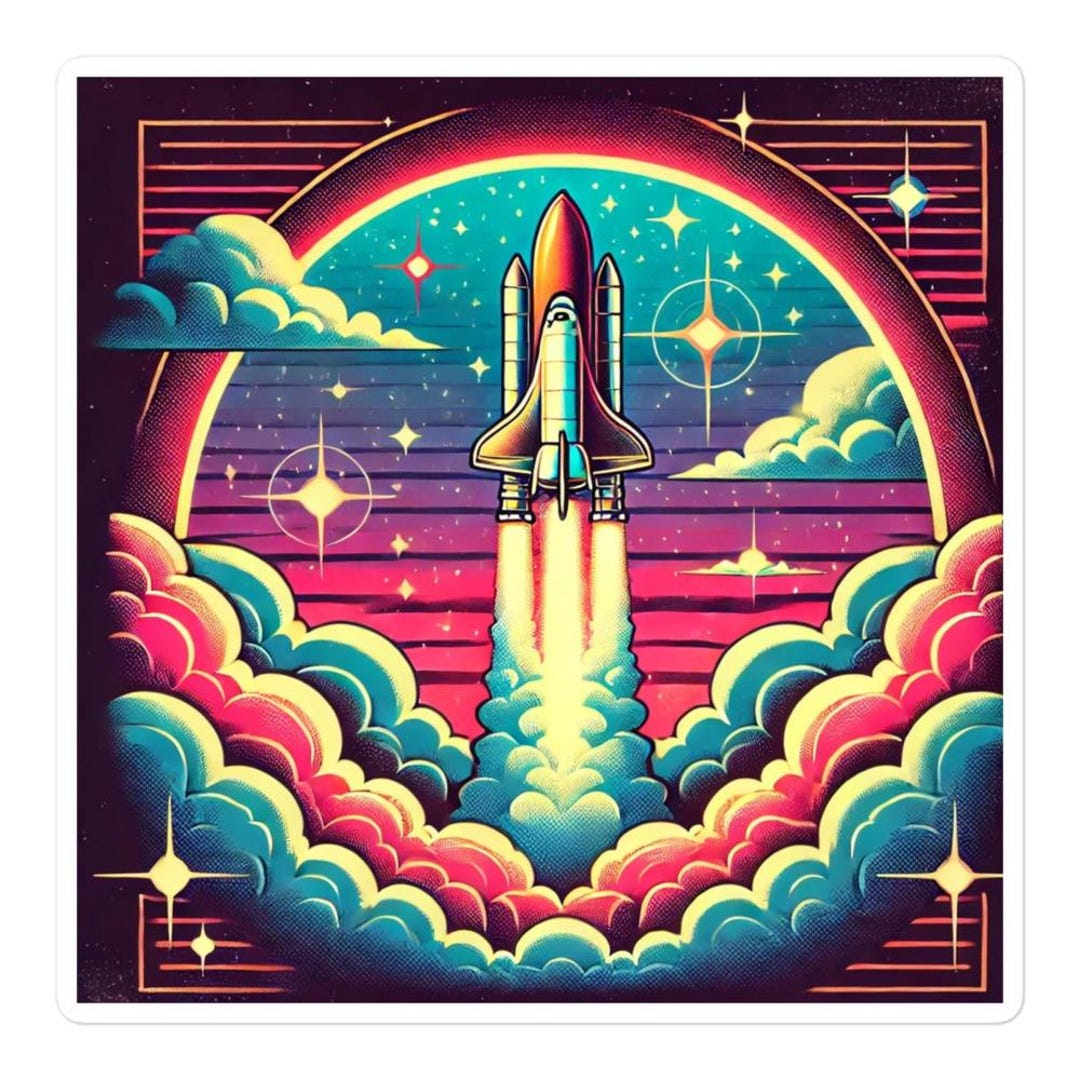 Retro Rocket Launch Sticker - Etsy