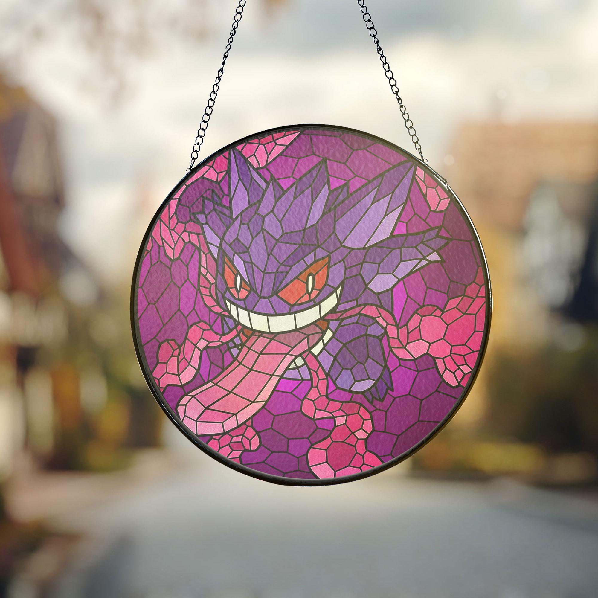 Ghost Type Gengar Stained Glass Suncatcher Spooky Ghost Gengar Window ...