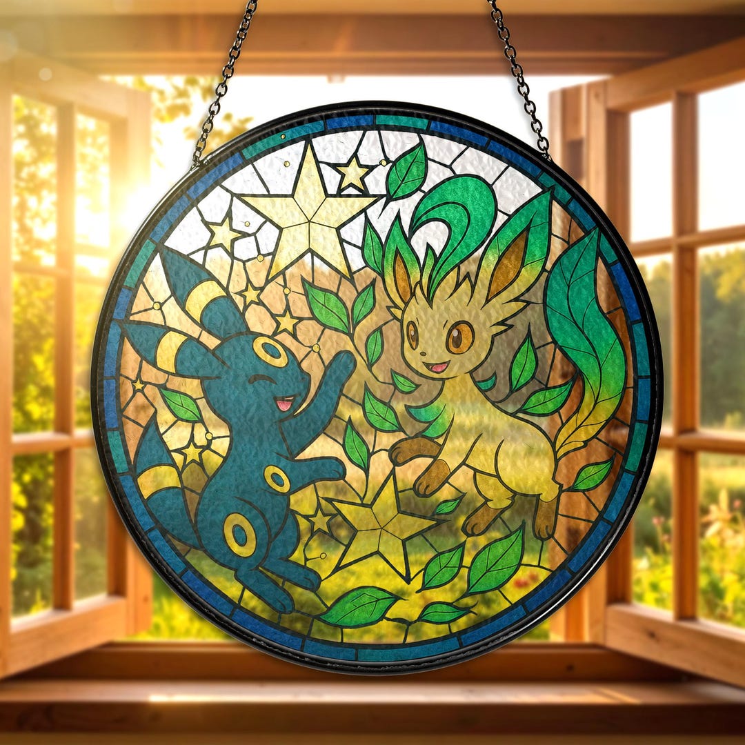Umbreon Leafeon Stained Glass Suncatcher Umbreon Window Hanging Decor ...