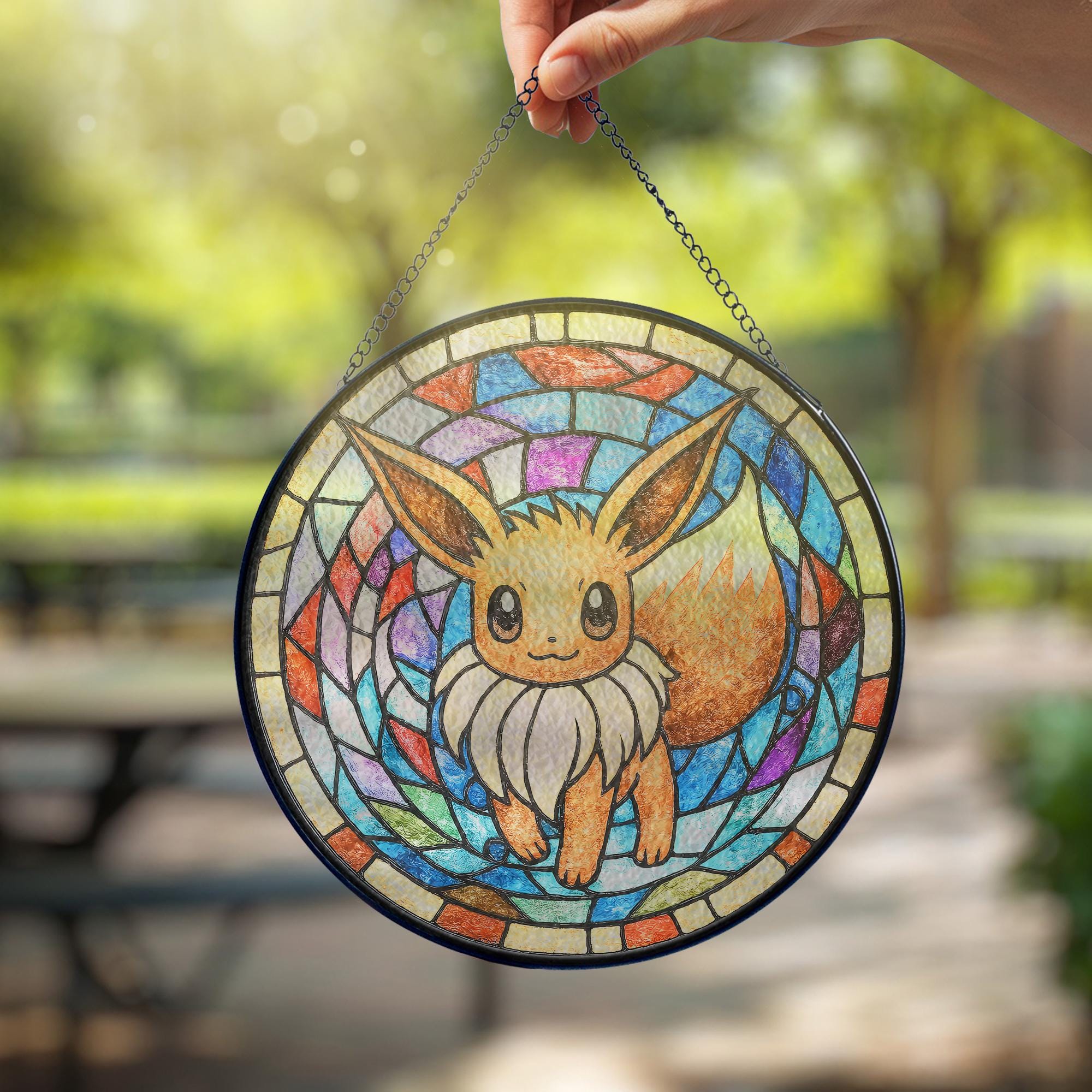 Eevee Stained Glass Suncatcher Eevee Window Art Cute Fox Eevee Decor ...